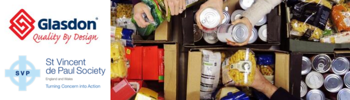 Glasdon Give a Helping Hand with SVP Fleetwood Food Bank Donation