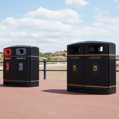 Glasdon Jubilee™ Duo 220 Litter Bin - Double Litter Bin - Glasdon