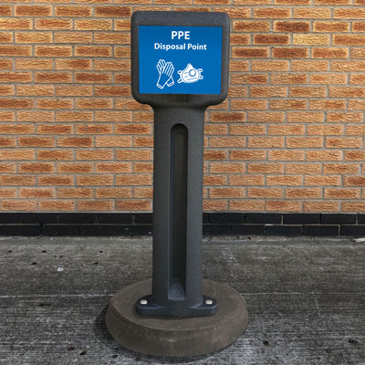 Infomaster™ Portable Sign Bollard with Social Distancing Sign - Glasdon UK