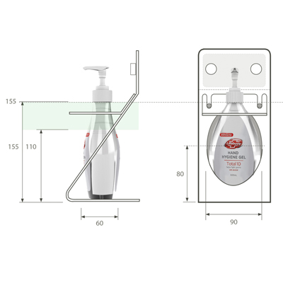Locking Hand Sanitiser Wall Brackets - Secure Attachment For Sanitising Gel - Glasdon UK