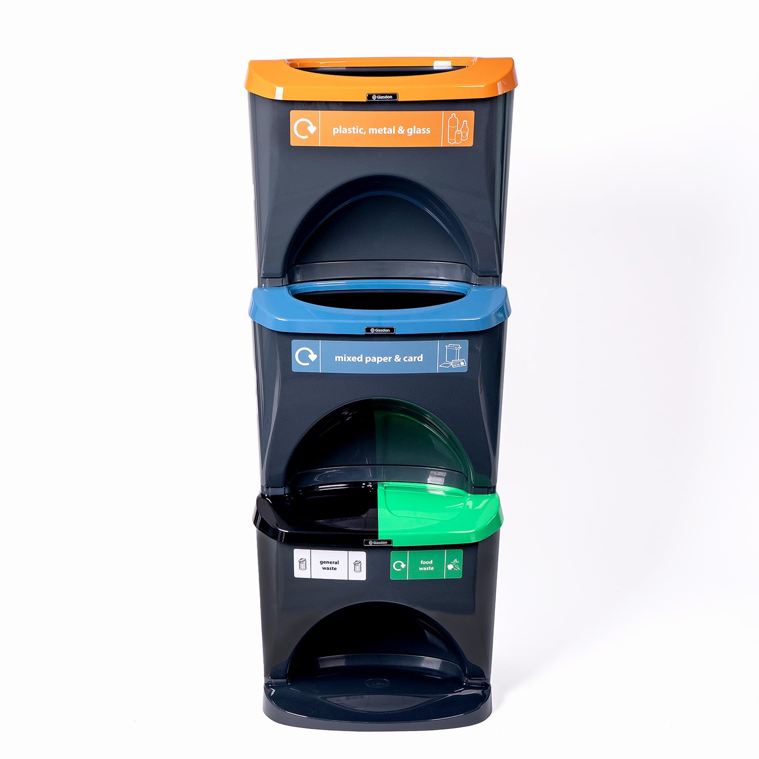 Nexus® Stack 90 Recycling Bins - Stackable for 4 Waste Streams Home ...